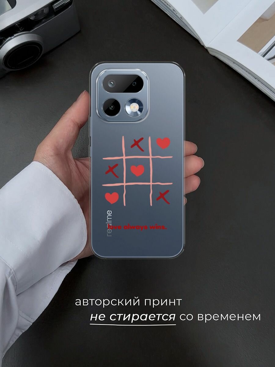 Чехол на Realme 16 Pro / Реалме 16 Про с принтом Love always wins, прозрачный — фото 1