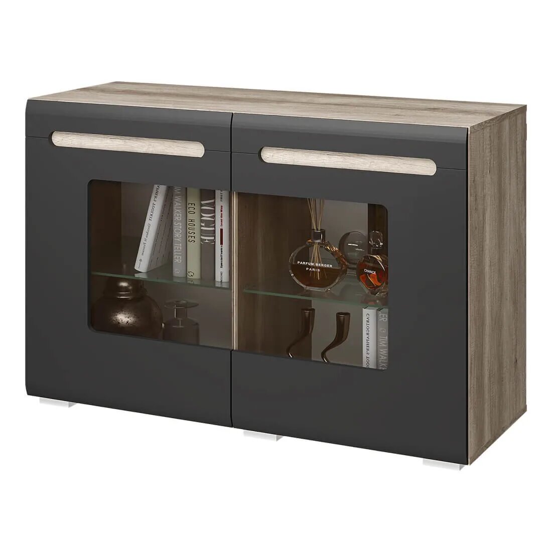 Комод КМ-10 «Наоми» со стелом, МДФ (Дуб каньон/Графит) 120х46х79