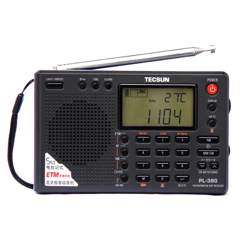 Tecsun PL-380, черное портативное радио