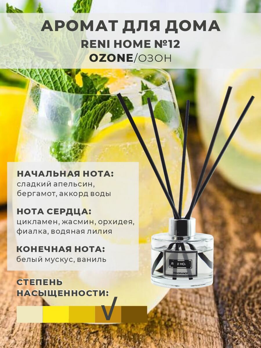 Ароматический диффузор Reni Home 12 OZONE / озон (аромат для дома), 100 мл