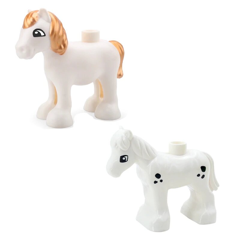 Белый пластиковый конь LEGO DUPLO DW230-A DW231-A