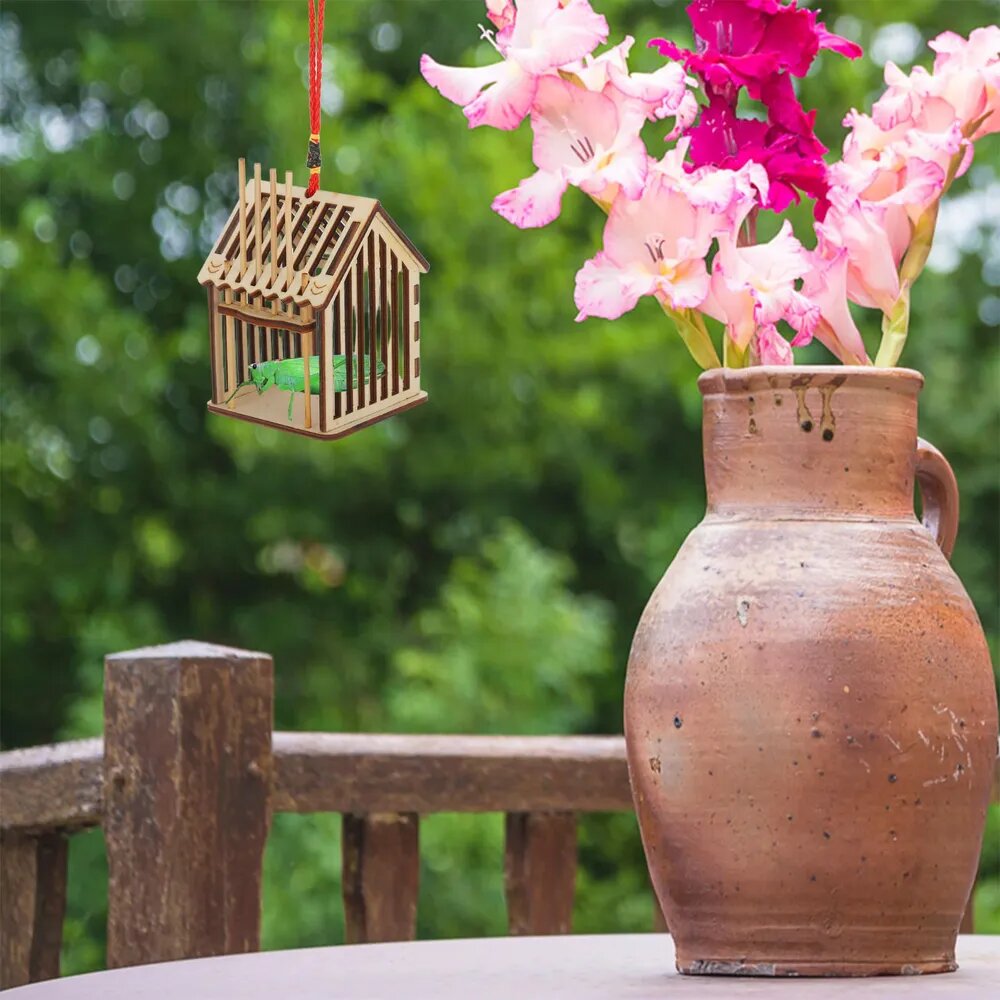 Деревянная Клетка Для Сверчков, Домик Формы, Природный Вид, Для Разведения Диких Сверчков, 1 Упаковка