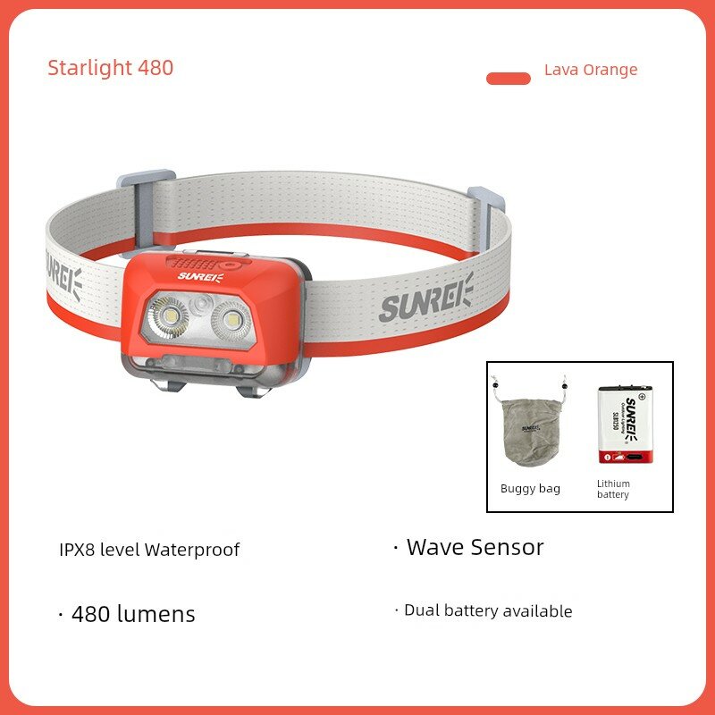 Серия Starlight 480 Перезаряжаемый фонарь Лава Оранжевый IPX8 Водонепроницаемый Наружное освещение Долгий срок службы