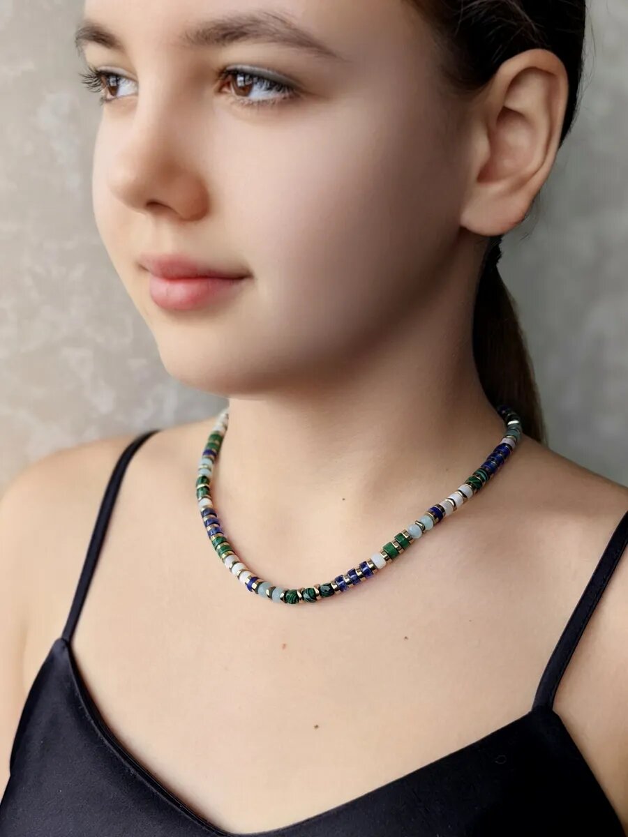 Чокер, гематит, агат