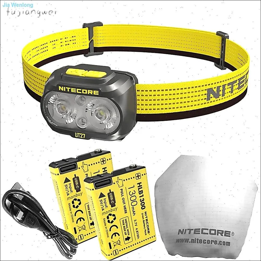 Nitecore UT27 Фонарь-прожектор налобный, 800 люмен, аккумулятор, USB-C, черный, для спорта, работы и туризма