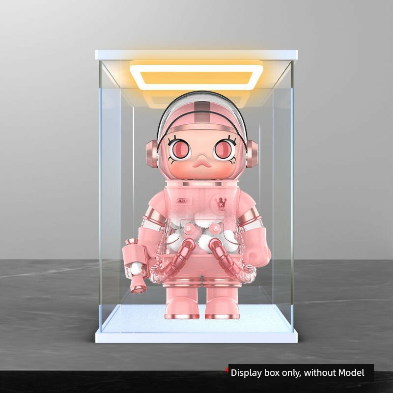 Коробка для показа фигурки Mega Space Molly 400% с белой подставкой и ламповым дизайном, 25x25x35см