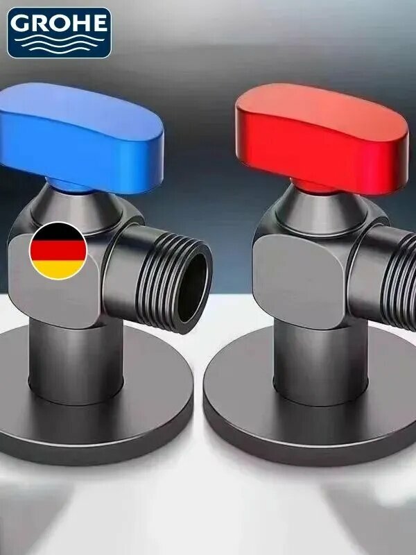 Угловой шаровой кран с полным открытым потоком, полностью медный унитаз, утолщенный, для газового водонагревателя с горячей и холодной водой, специальный шаровой кран, треугольный переключатель 1/2