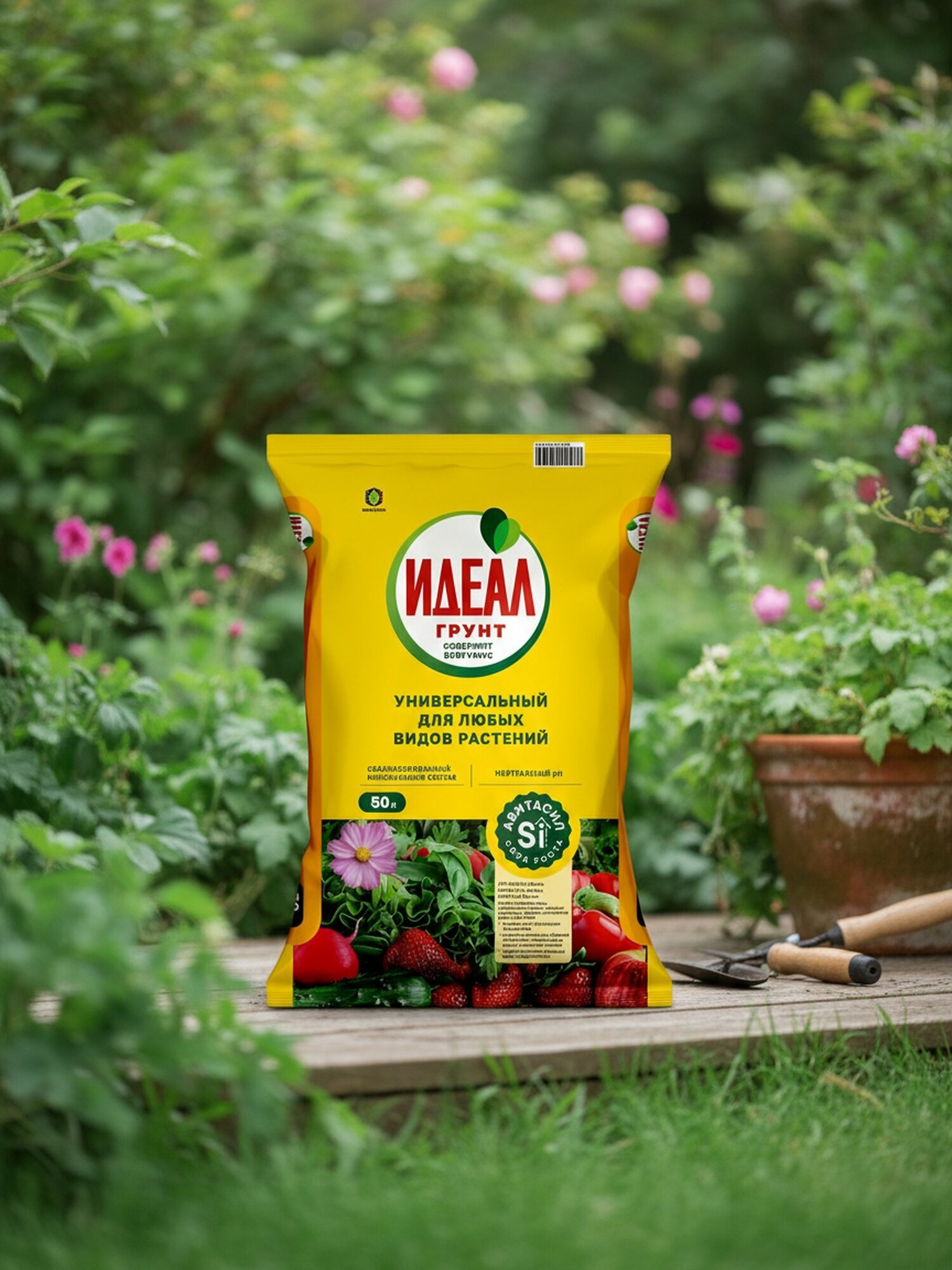 Универсальный грунт Идеал 50 литров для комнатных растений, рассады и сада, питательная почва с биогумусом и торфом