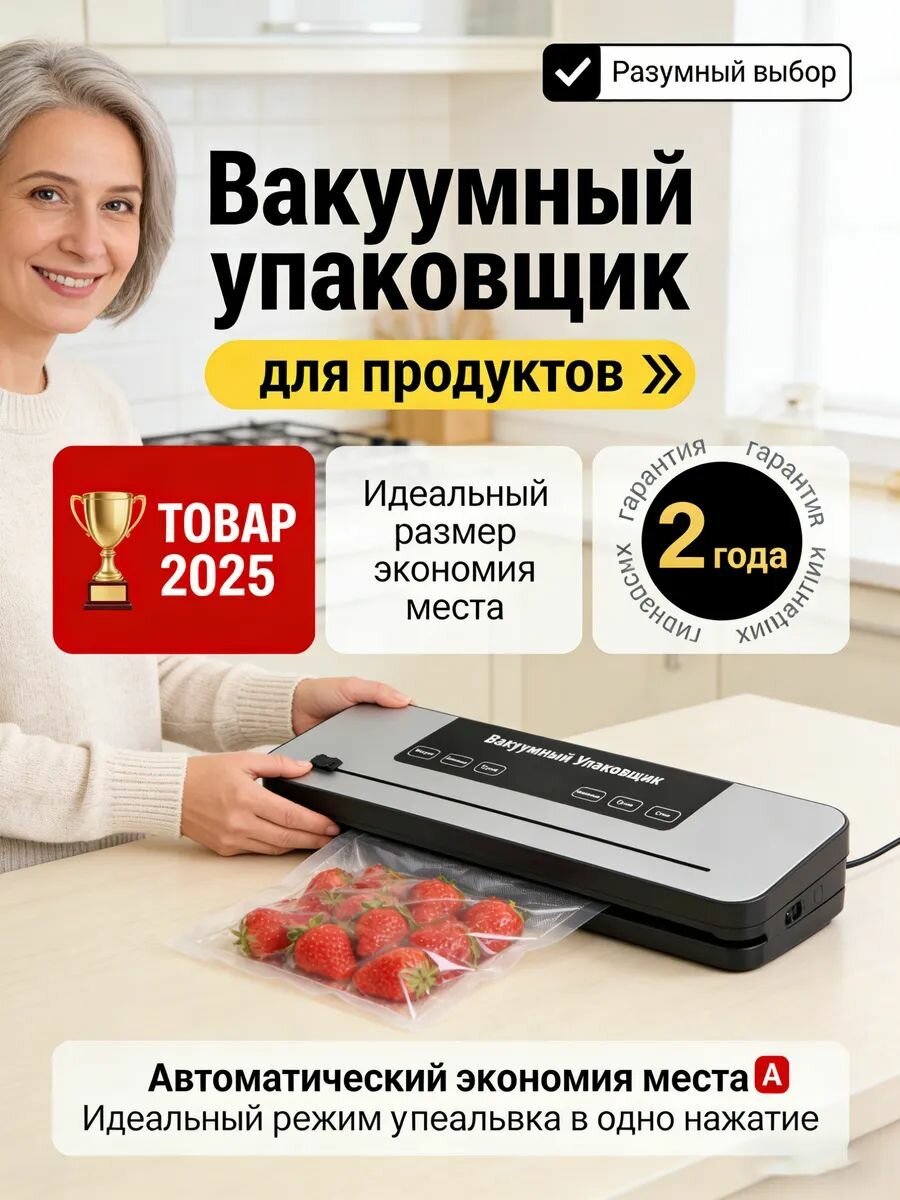 Вакууматор для продуктов с запайкой пакетами и резаком