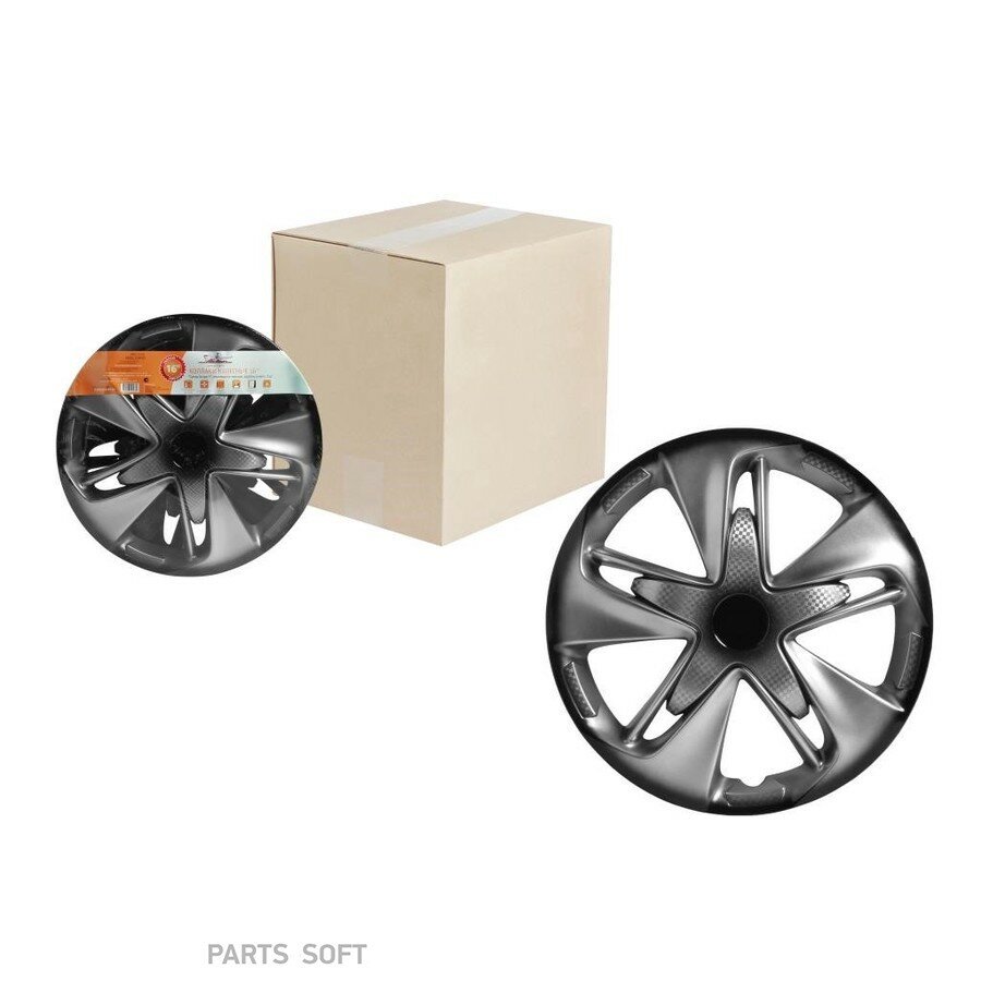 AIRLINE AWCC-16-02 Колпаки колесные 16 Супер Астра + серебристо-черный карбон компл. 2 шт. (AWCC-16-02)