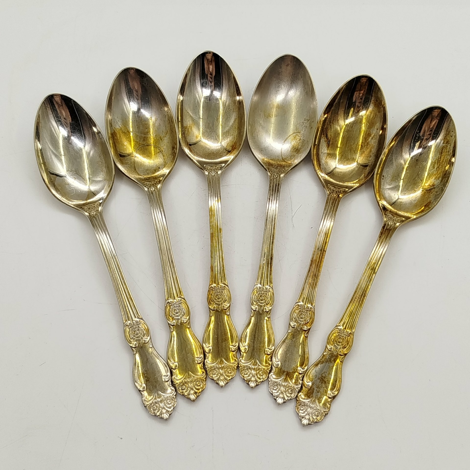 Набор из шести десертных ложек "Серебряная роза", мНЦ (медь-никель-цинк)