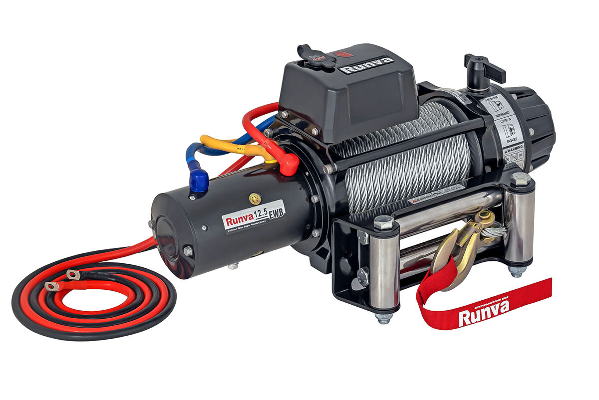 Лебёдка автомобильная электрическая 12V Runva 12500 lbs 5670 кг (влагозащищенная) арт. EWB12500S