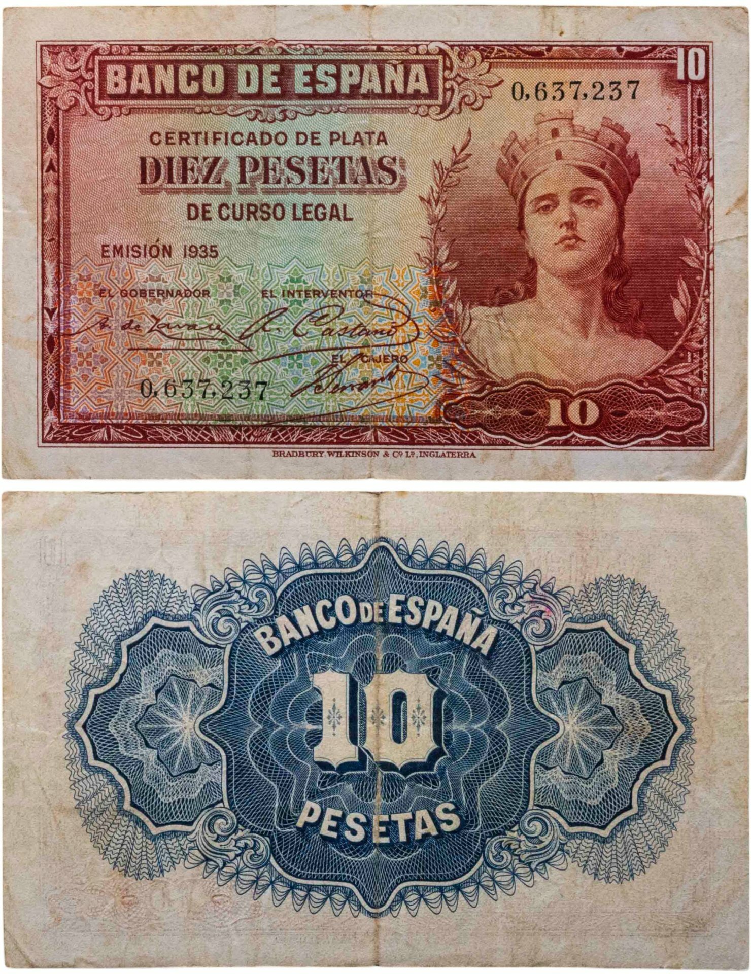 Испания 10 песет 1935