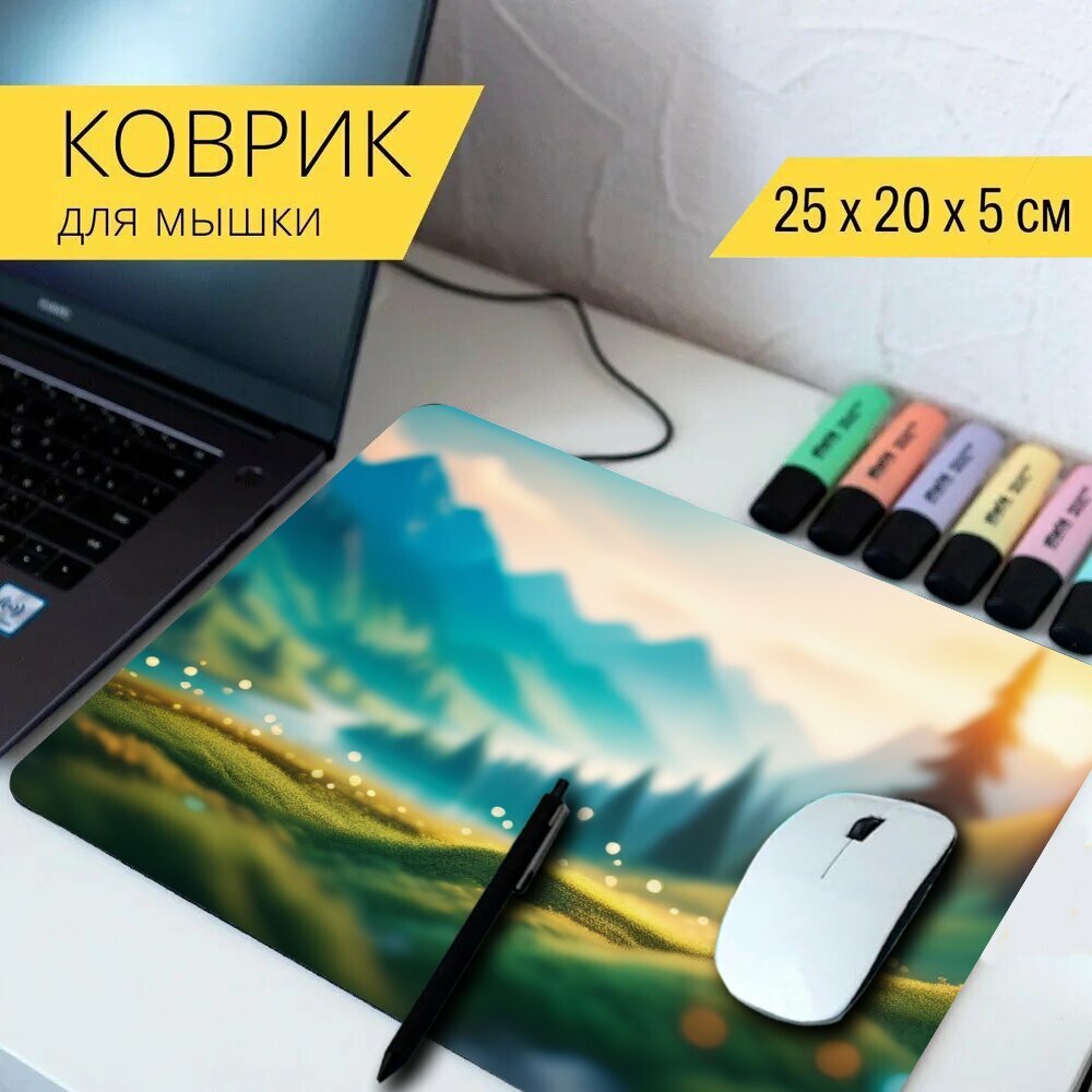 Коврик для мыши с принтом "Пейзаж с фотошопом максимал" 25x20см.