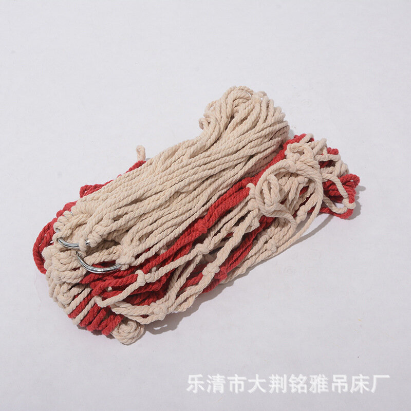 Наружный гамак из хлопкового шнура без деревянных колец, красно-белый