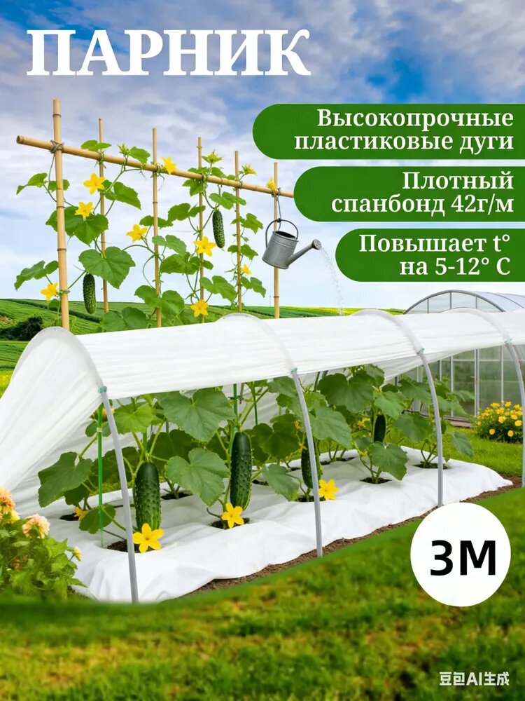 Парник, теплица арочная Парникиyuhfg 3х1.2х1м, Спанбонд, ABS пластик