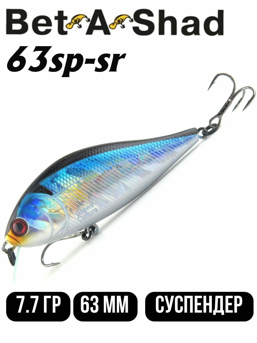 Bet-A-Shad 63SP SR воблеров для рыбалки, приманка на щуку, воблер на судака