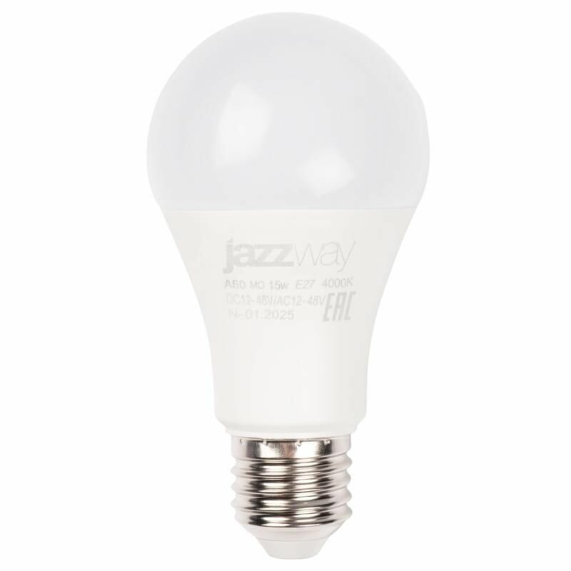 Лампа светодиодная низковольтная PLED-A60 MO 15Вт 4000К холод. бел. E27 12-48В AC/DC Pro JazzWay 5050563