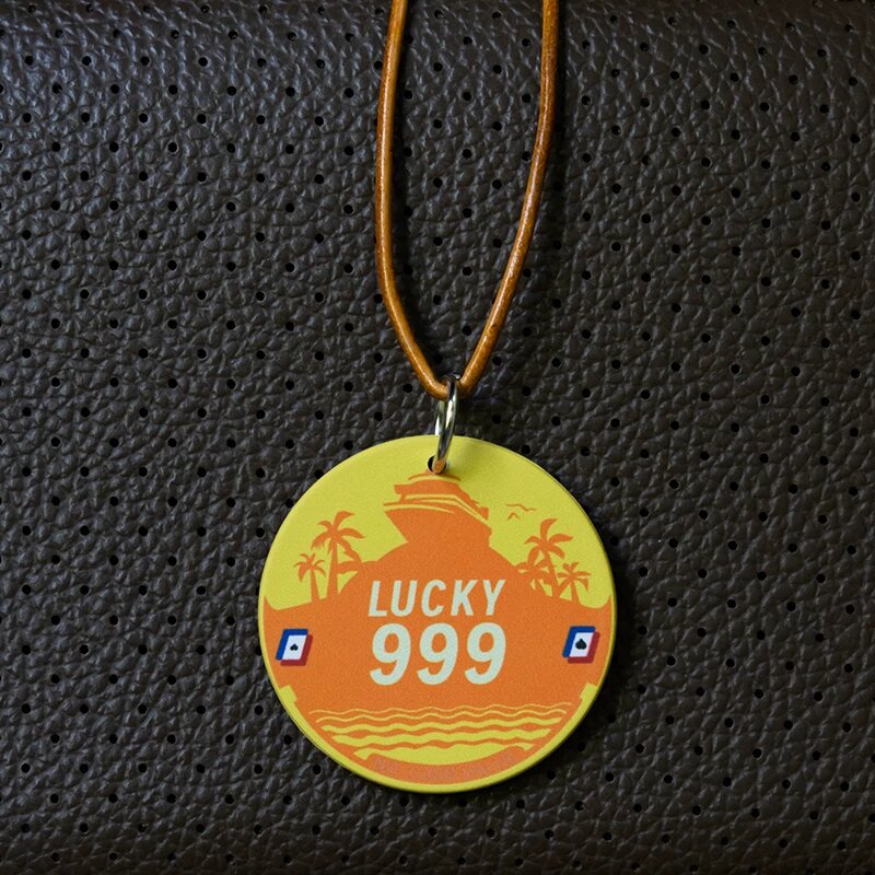 Желтая керамическая чип-подвеска 999 для зеркала заднего вида с кожаным шнуром, ручная работа, удачный амулет