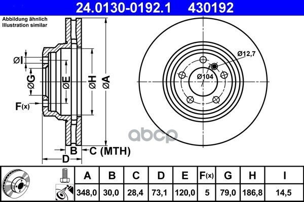 24.0130-0192.1 диск тормозной передний! BMW E90/E91/E92 3.0/3.5i/2.5/3.0D 05> Ate арт. 24013001921