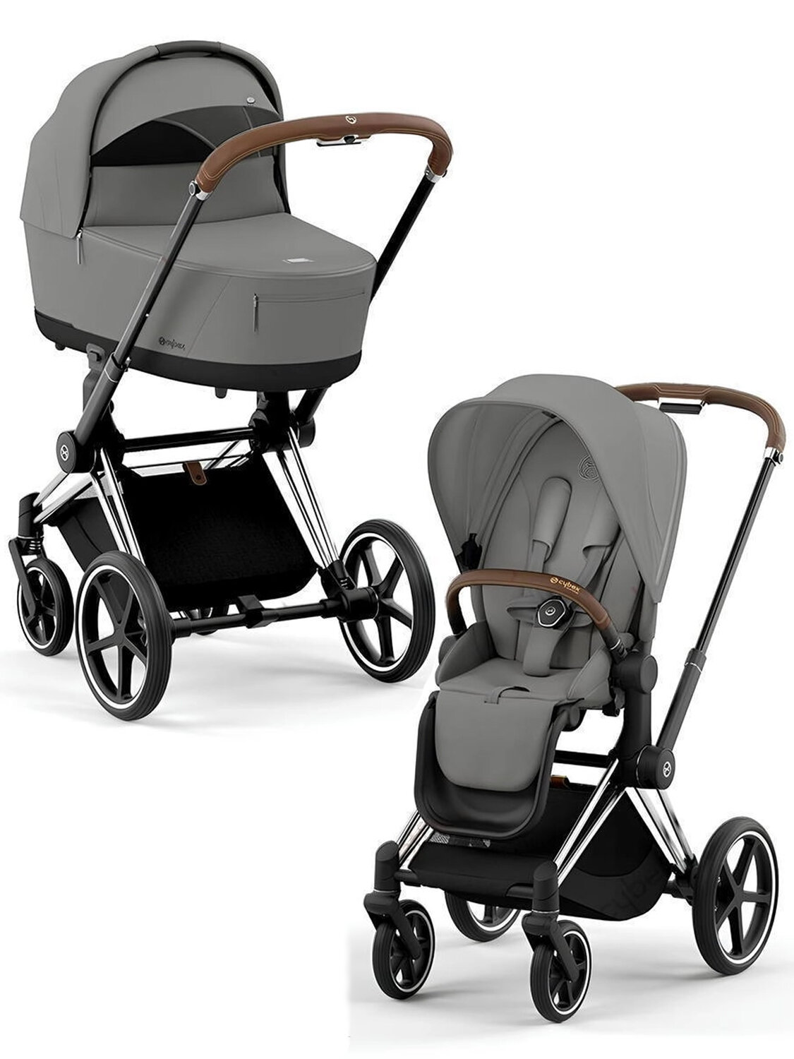 Коляска 2 в 1 Cybex Priam IV Mirage Grey/Chrome Brown 523001601