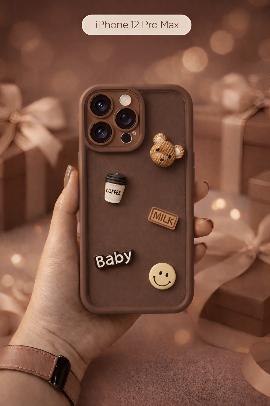 Защитный чехол на айфон 12 про макс / iphone 12 Pro Max силиконовый противоударный с защитой камеры, коричневый