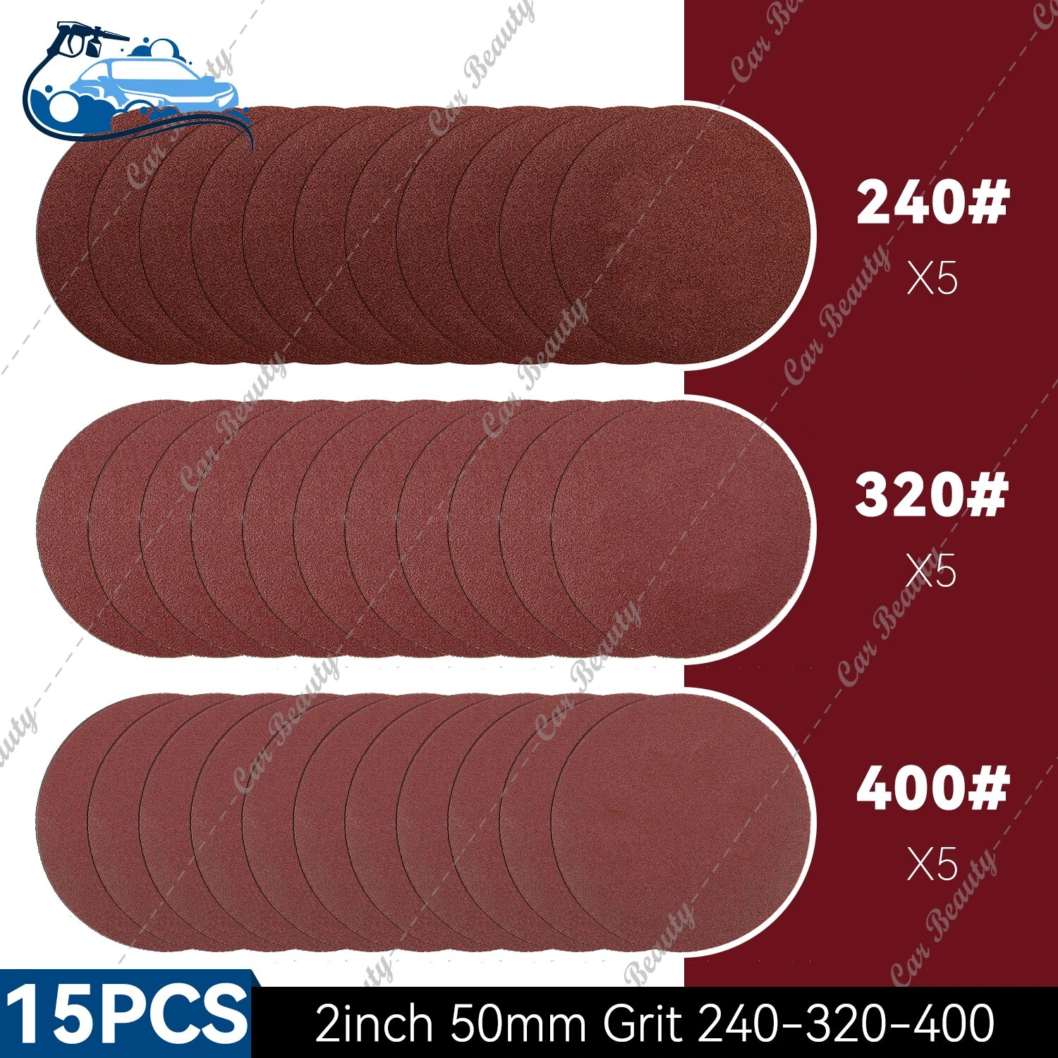 2-дюймовая 50 мм круглая наждачная бумага зернистостью 60-5000 для шлифовального диска на липучке для шлифовальных машин, дрели, шлифовальных и вращающихся инструментов, полировка