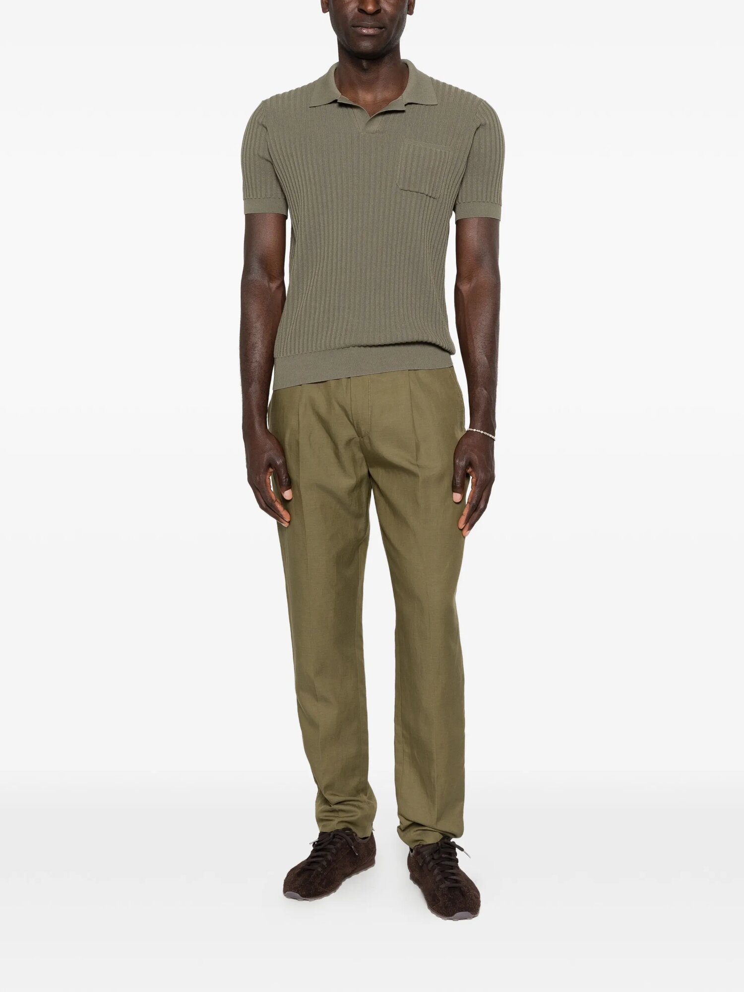 Брюки Officine Generale Pleated trousers, размер 50, green — фото 1
