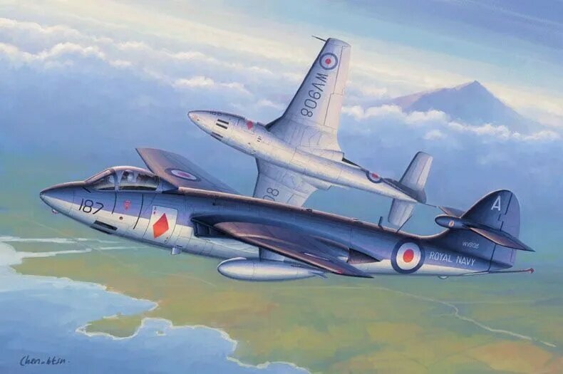 Hobbyboss 87251 1:72 Британский палубный самолет FGA.6 "Си Игл"Сборка моделей самолетов