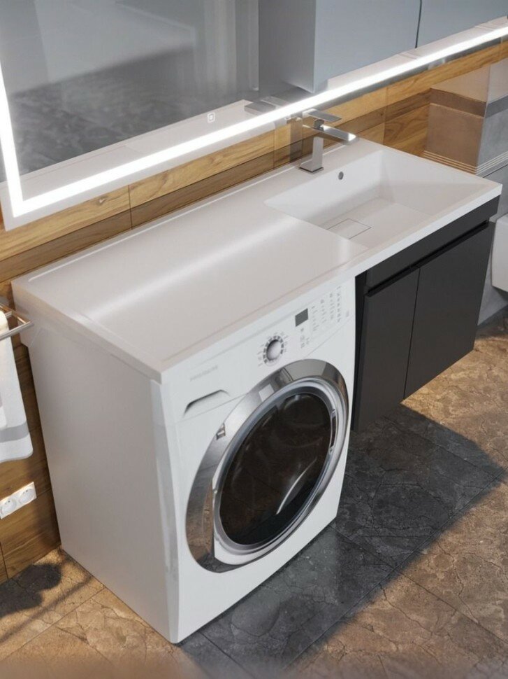 Раковина над стиральной машиной Uperwood Magenta 110х50х17,8 см, правая, крыло слева
