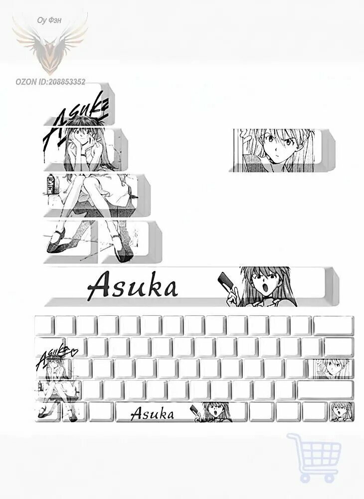 Кейкапы для механической клавиатуры Evangelion Asuka (Евангелион), PBT пластик