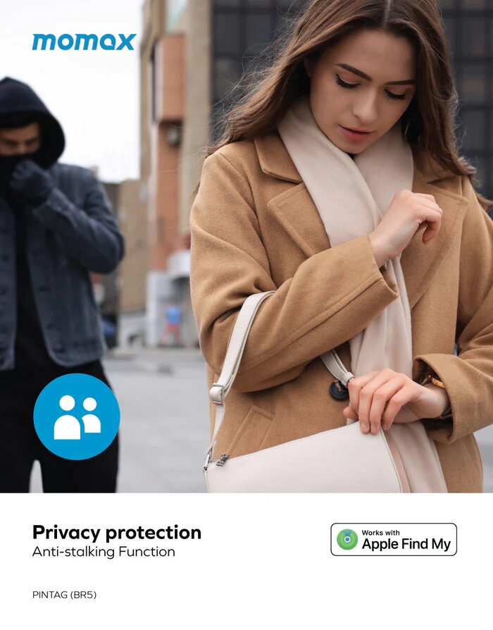 GPS-трекер MOMAX PINTAG Find My Tracker, питание от батарейки, серый цвет — фото 1