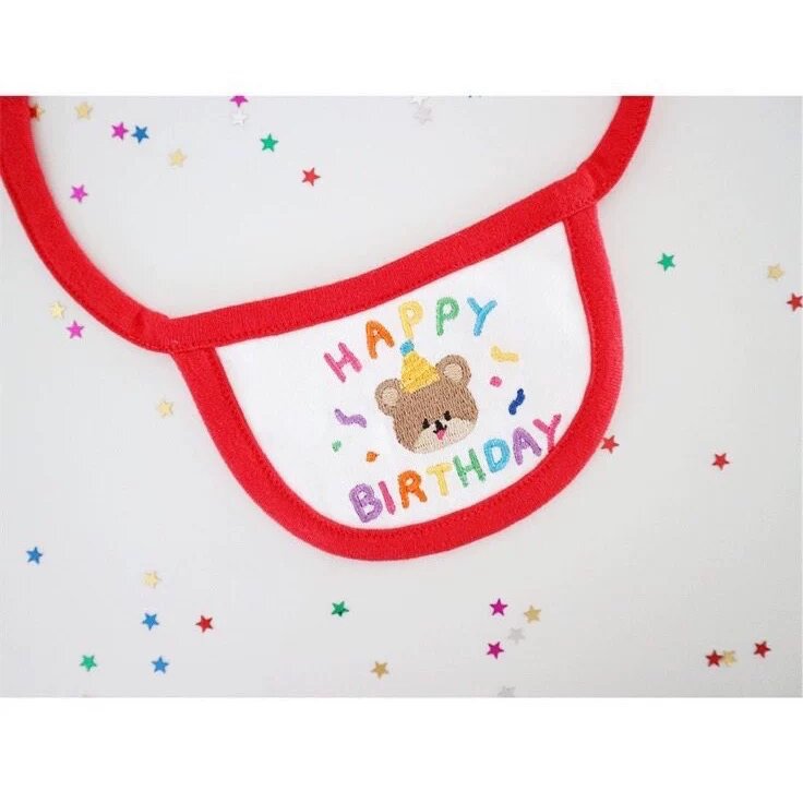 Красный брелок с вышивкой медвежонка для маленьких собак - Милая пеленка для слюнистых собак породы Поморан и Пудель
