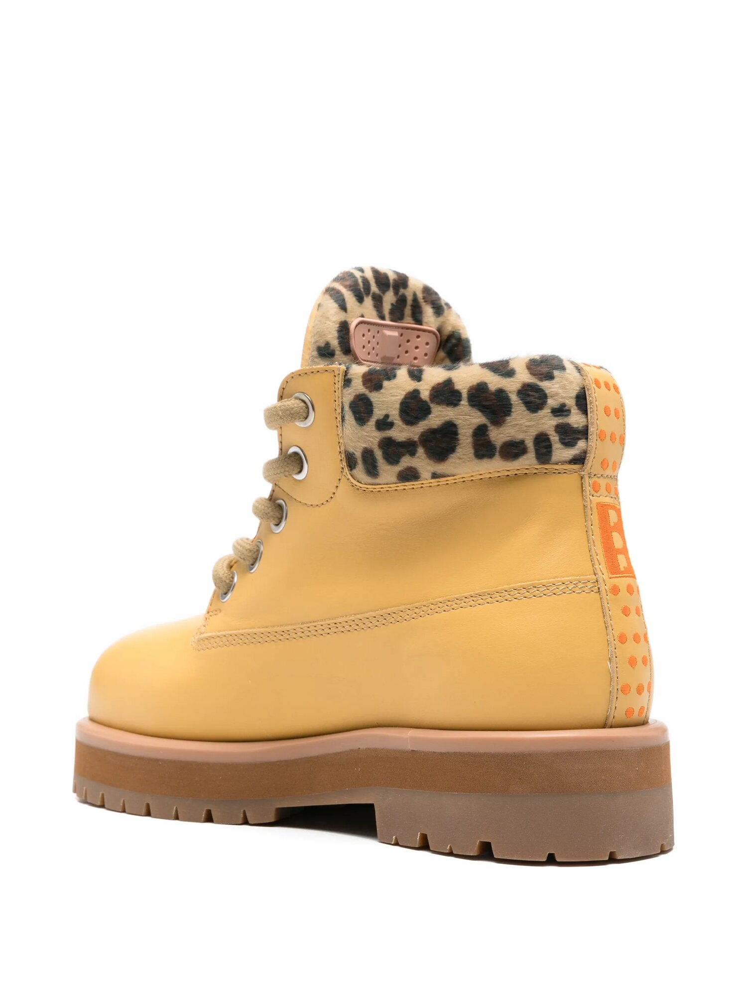 Ботинки PDF Leopard-print lace-up hiking boots, размер 40, yellow — фото 1
