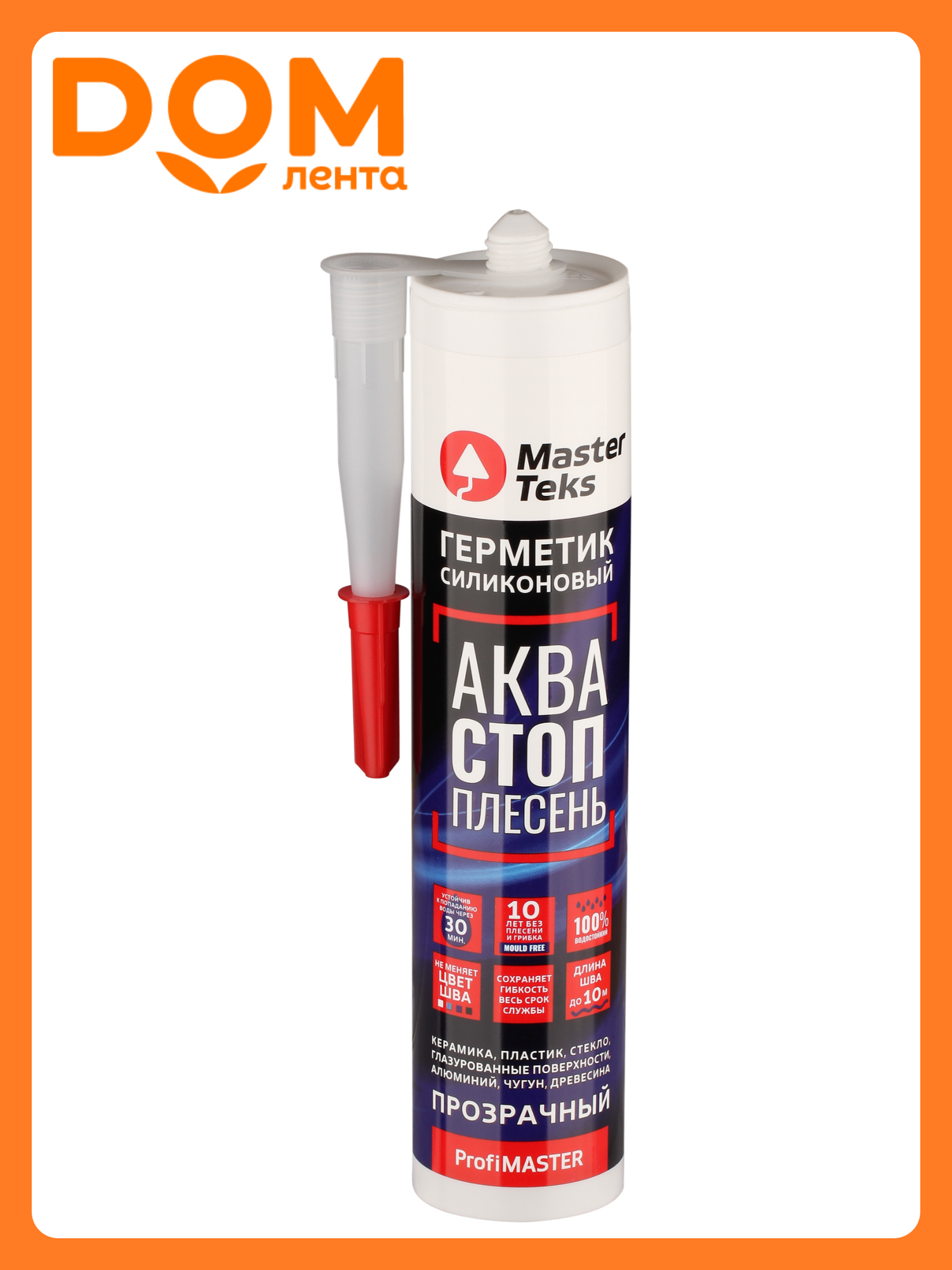 MasterTeks PM герметик силиконовый аквастопплесень 280 мл прозрачный