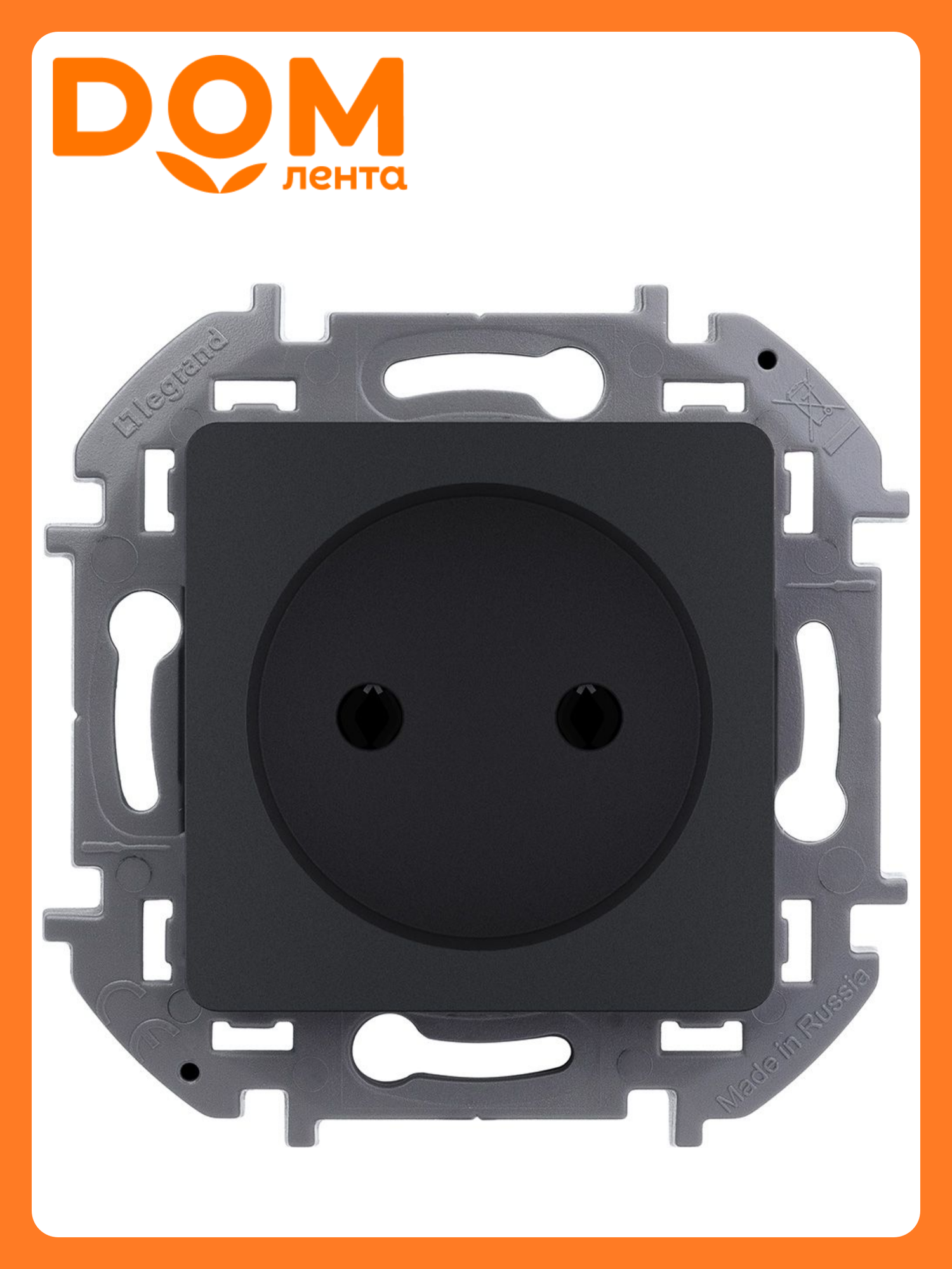 Розетка Legrand Inspiria Антрацит, 2К, без заземления, глянцевая, черная