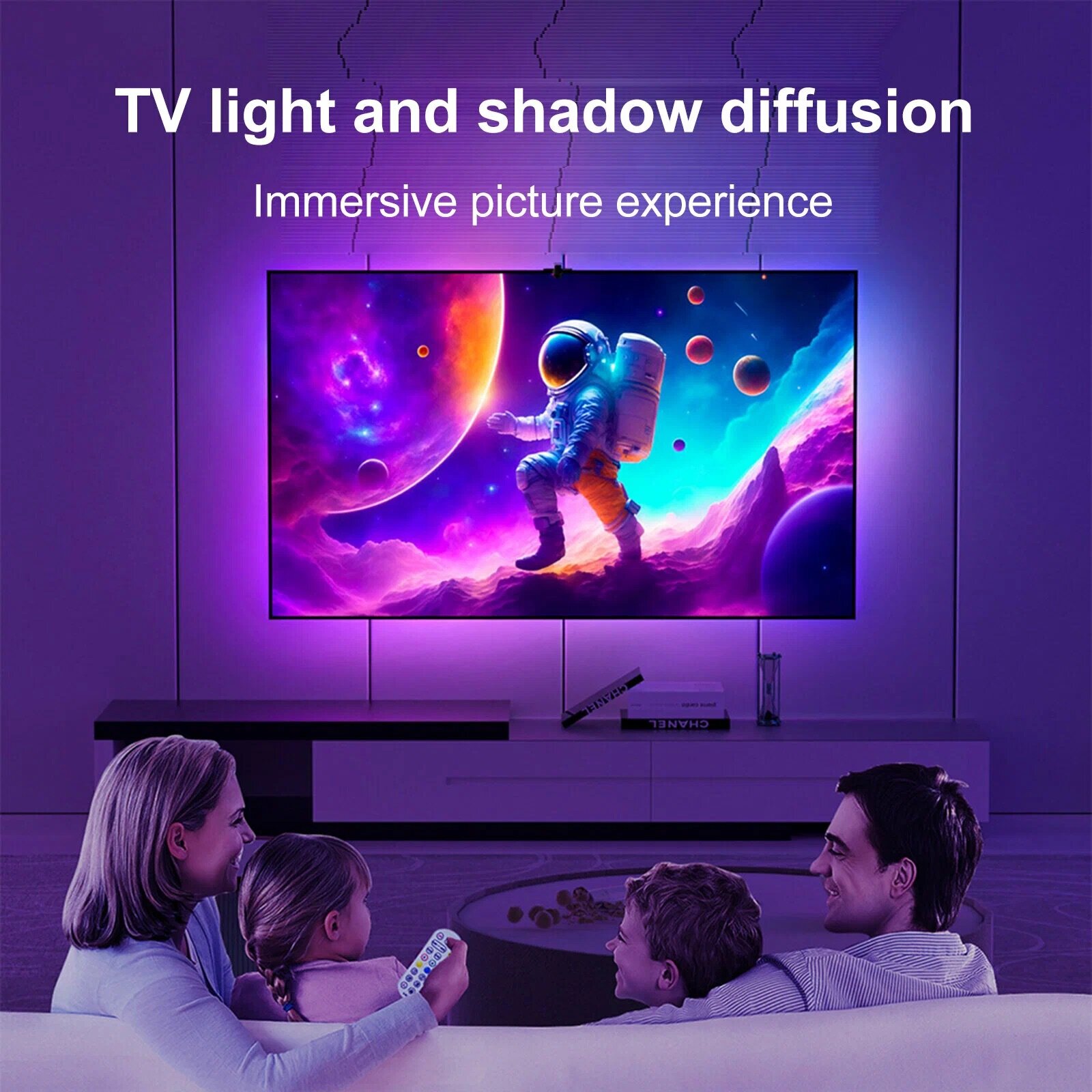Синхронизированная с телевизором цветовая полоса RGB Phantom LED Ambient Light Мобильное приложение/пульт дистанционного управления Cutable 16 миллионов цветов с пультом дистанционного управления