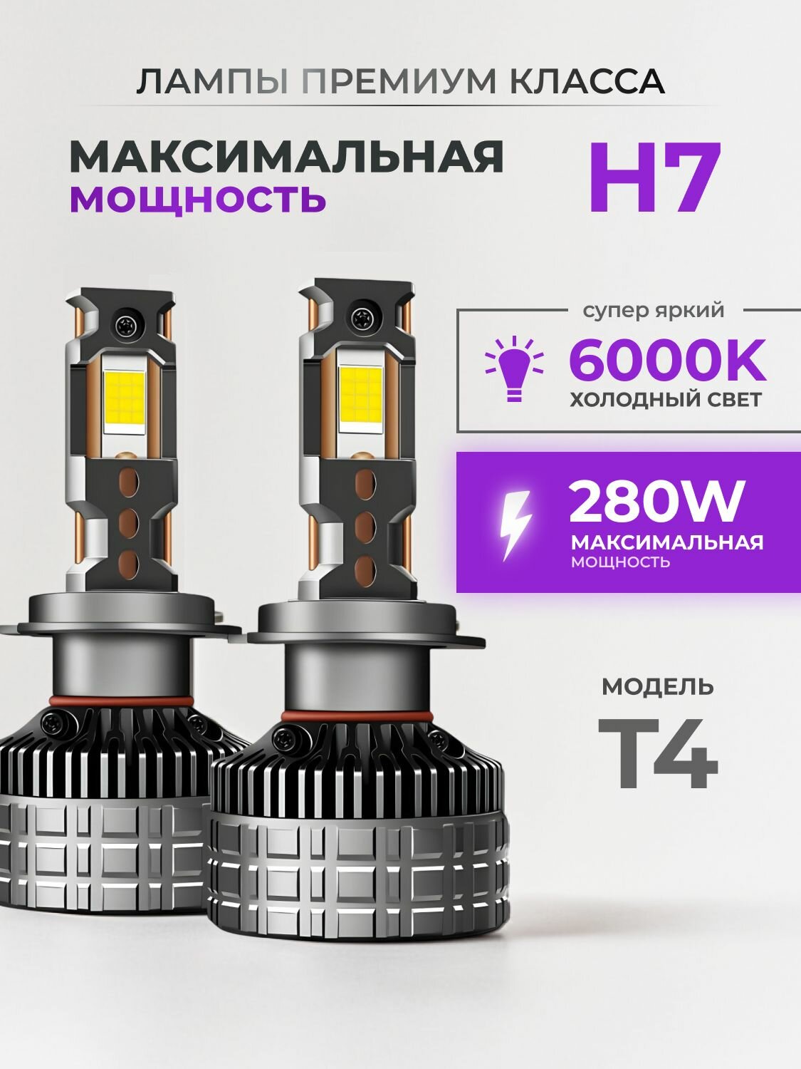 Светодиодные лед лампы H7 для авто T4