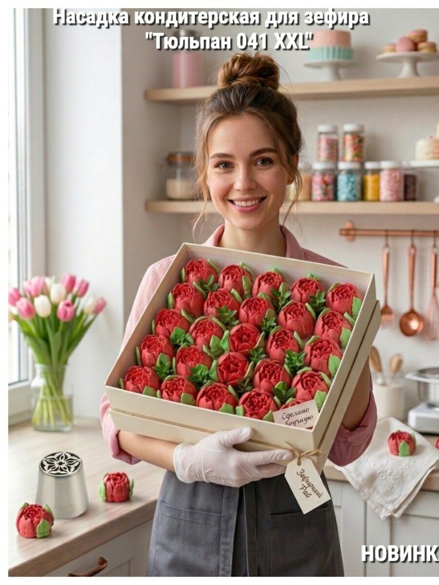 Насадка кондитерская для зефира "Тюльпан 041 XXL" подходит для крема