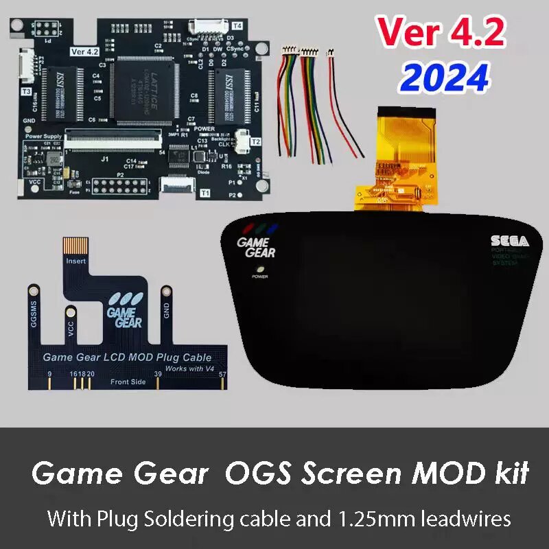 SEGA Game Gear V4.2 HD яркий экран с полной ламинацией черная панель с PLUS CABLE (единая комплектация)
