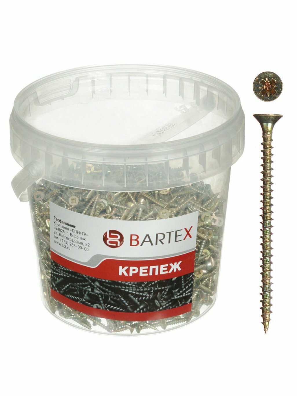 Саморез универсальный Bartex 5х60 мм, 200 штук в банке. Оцинкованный крепеж для строительных и ремонтных работ.