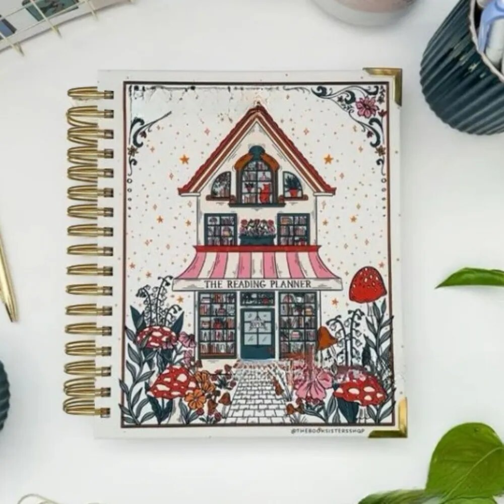 Блокнот Reading Planner для любителей книг, белый, с тематическими иллюстрациями — фото 1
