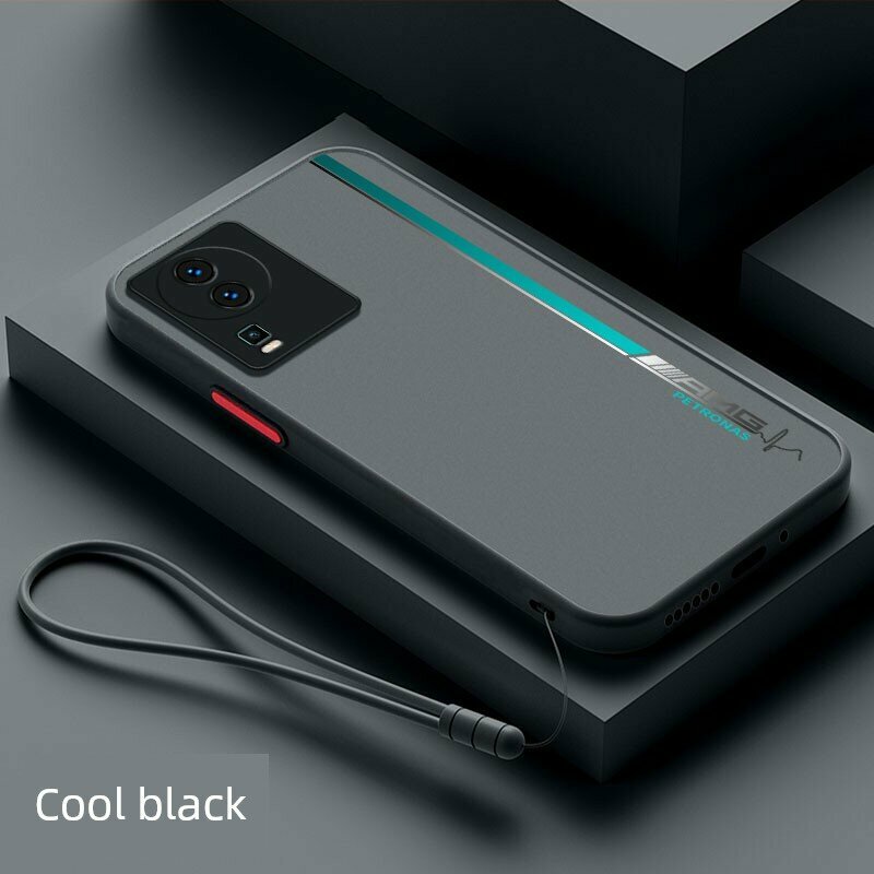 IQOO Neo7 SE Мягкий чехол с текстурой, черный AMG стиль с браслетом, защитный чехол для смартфона