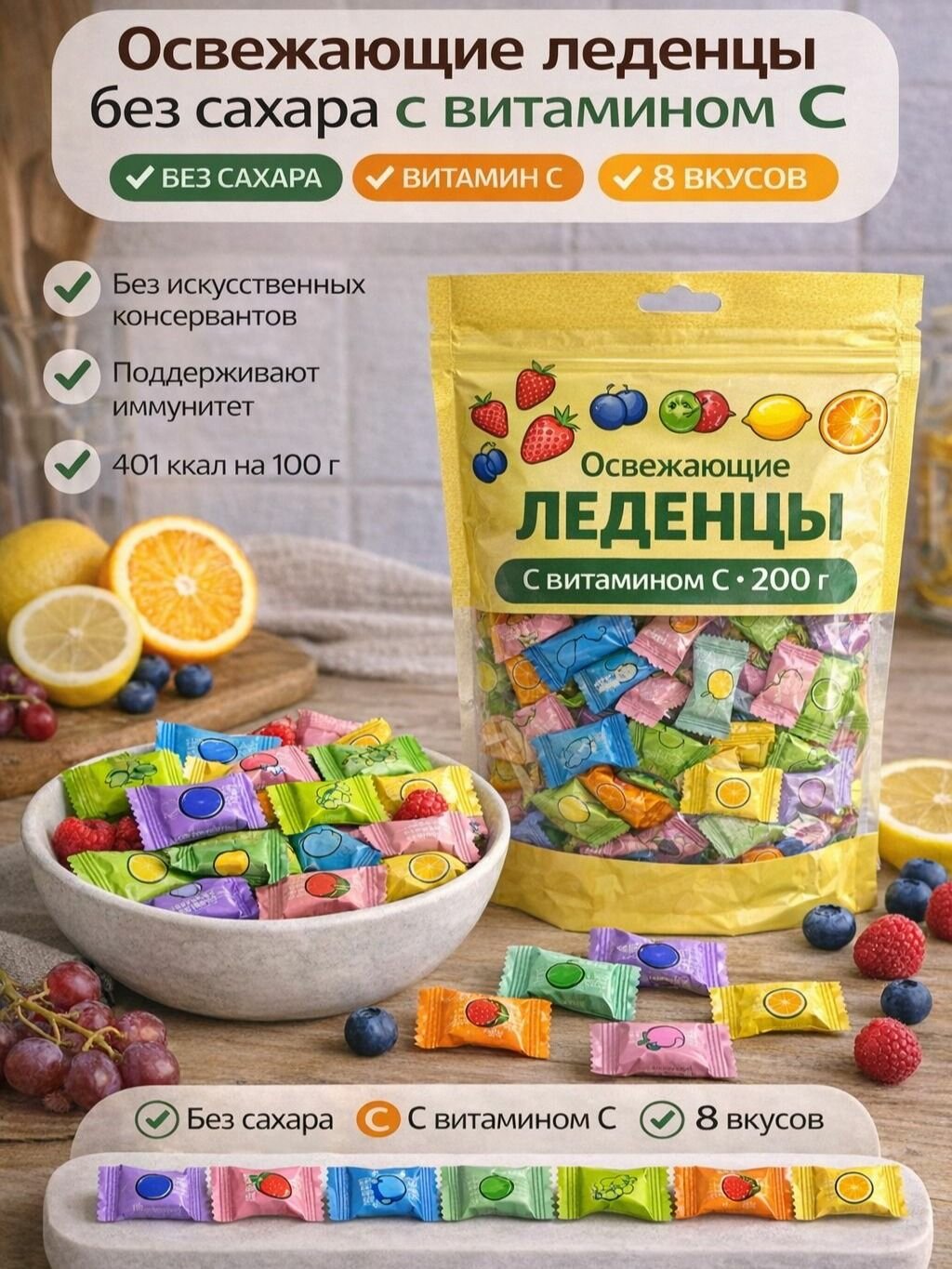 Конфеты освежающие 200гр китайские витамин С