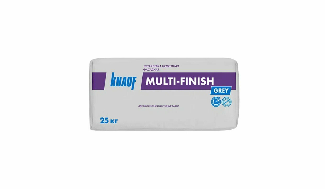 Шпаклевка цементная Knauf Мультифиниш фасадная, серая, 25 кг