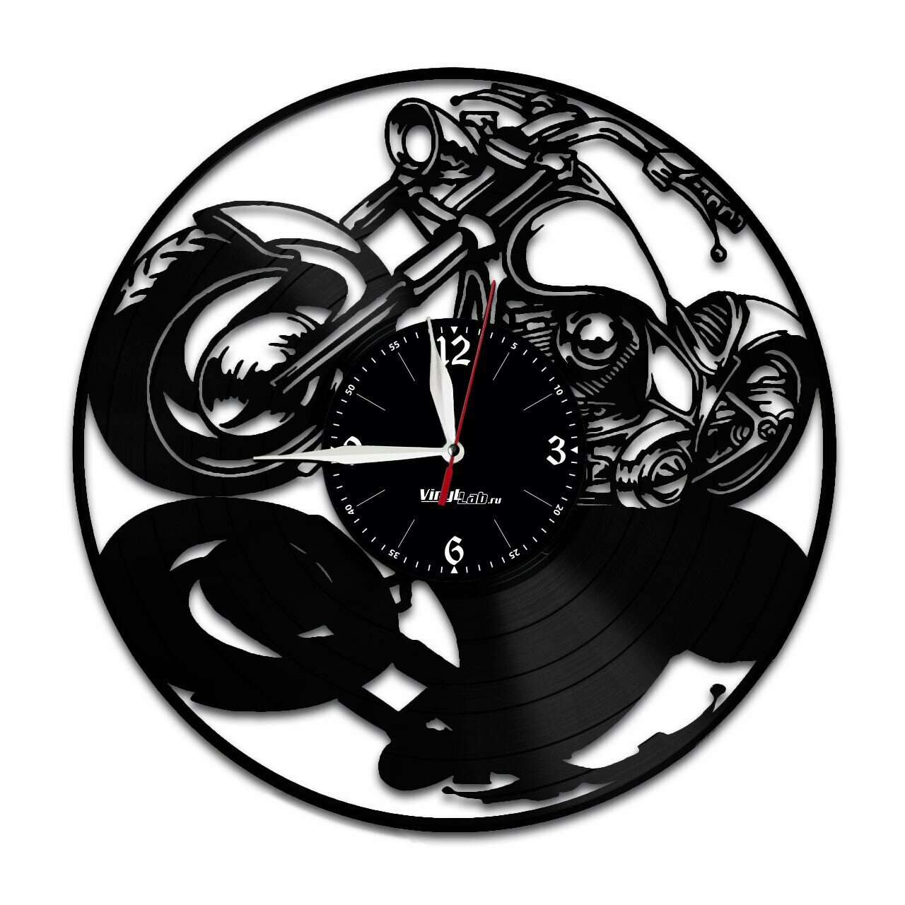 Часы из виниловой пластинки (c) VinylLab Мотоцикл, диаметр 30 см