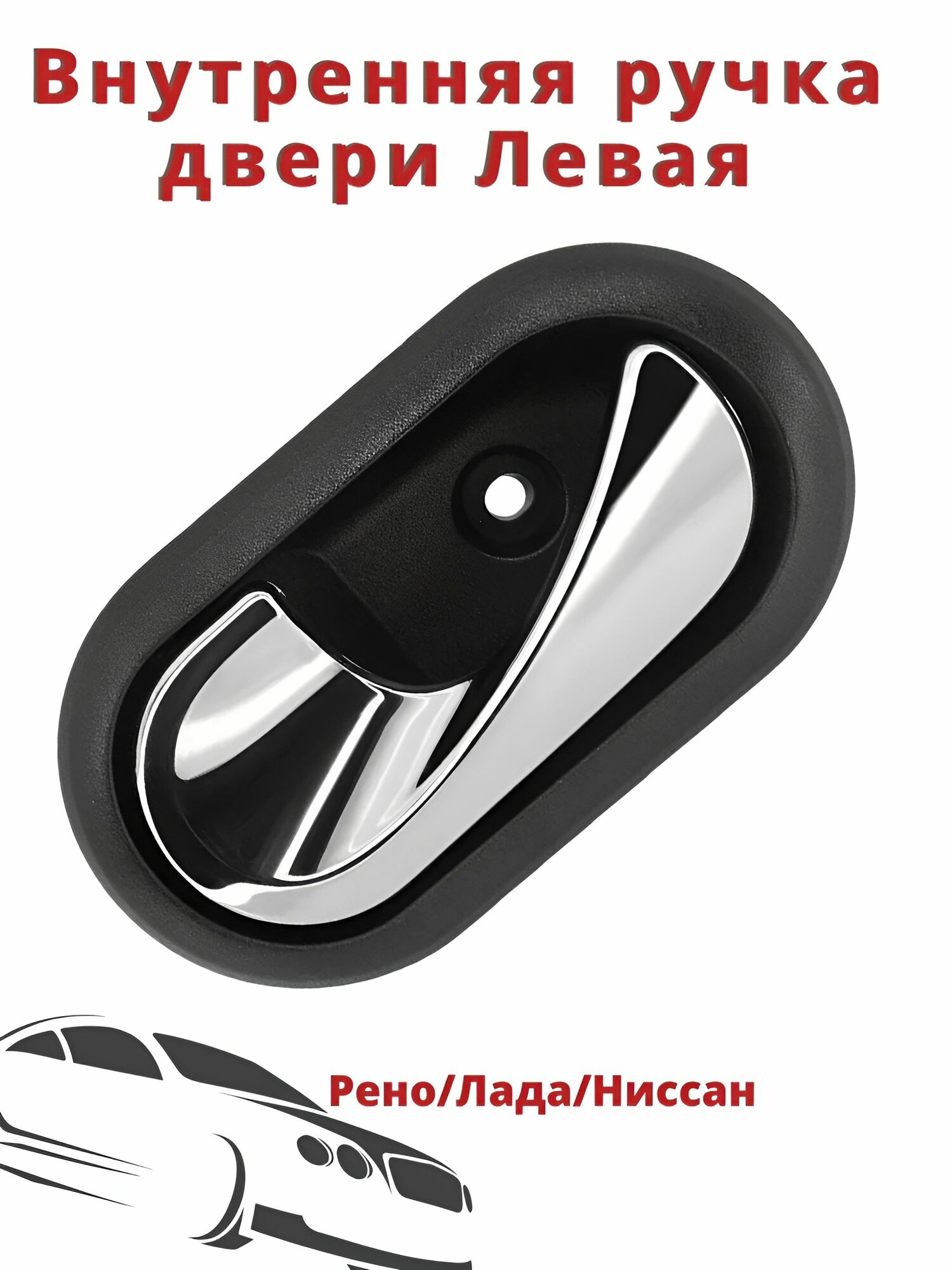 Ручка двери внутренняя левая (хром) для Renault Logan 1, 2, Duster, Sandero, Lada Largus, Almera G15, OEM 8200733848