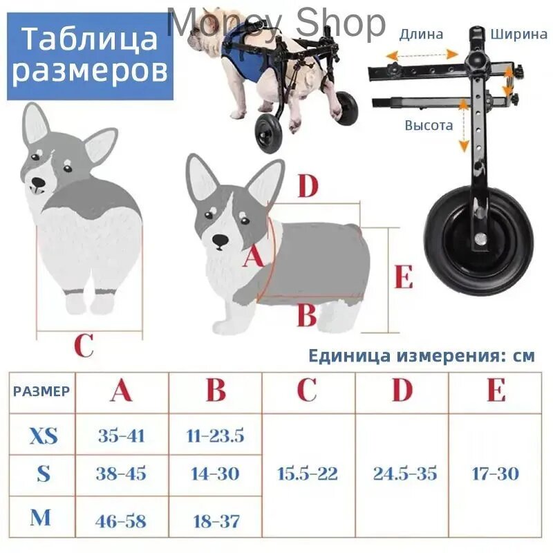 Инвалидная коляска для собак и кошек для задних лап, для мелких и средних пород, размер M, синий