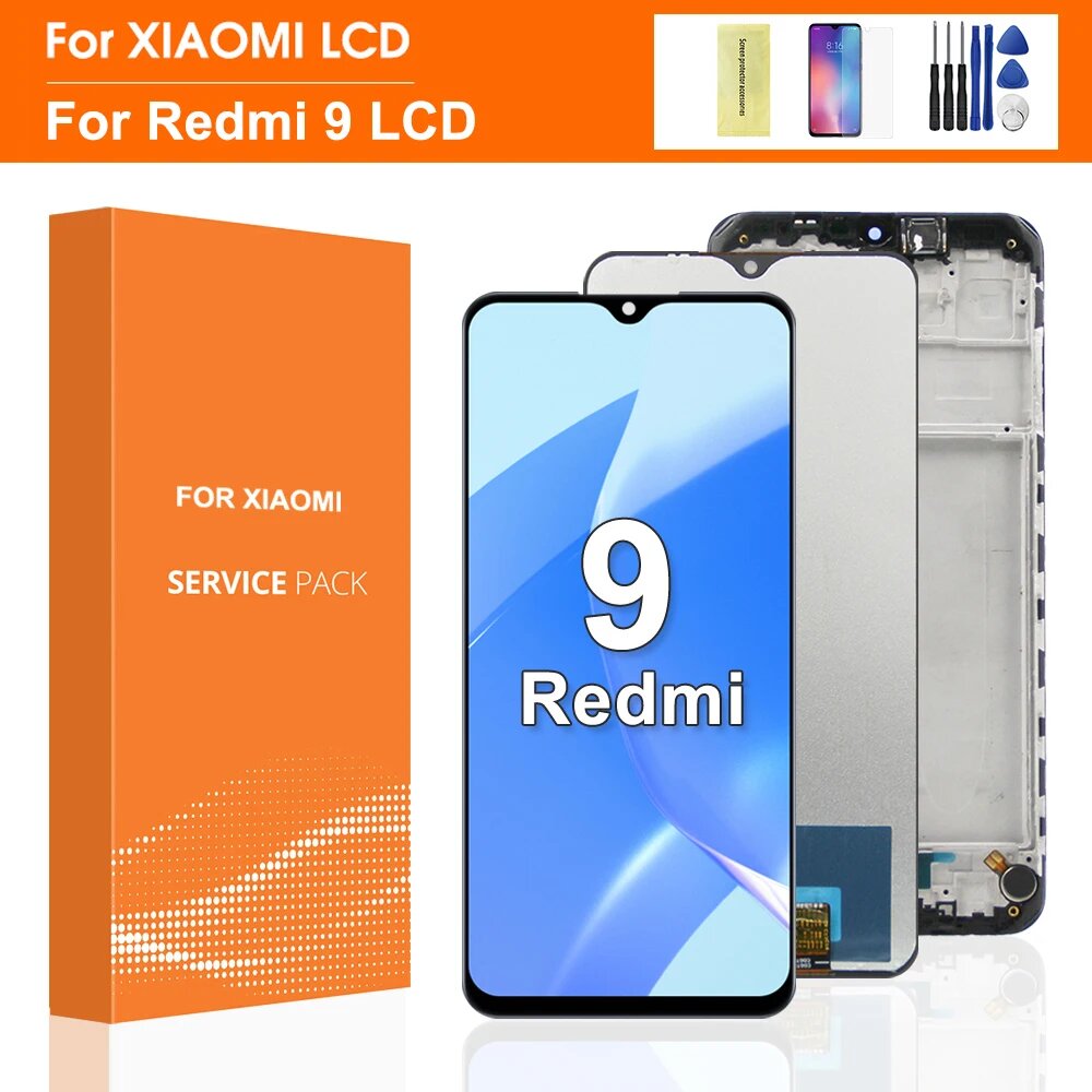 6,53 "для Xiaomi Redmi 9, ЖК-дисплей, преобразователь сенсорного экрана в сборе для Black No Frame