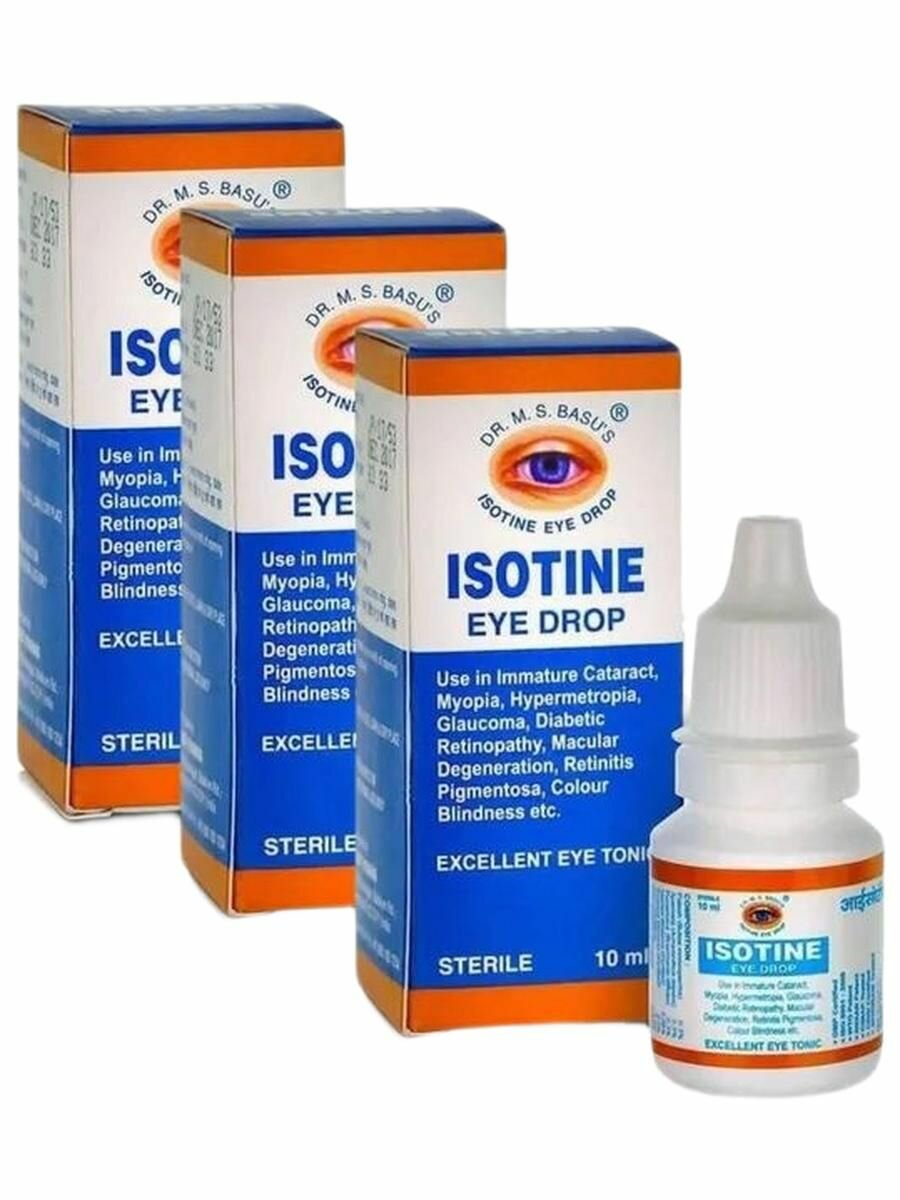 Капли для глаз Айсотин (Isotine Eye Drop), 3шт по 10 мл.